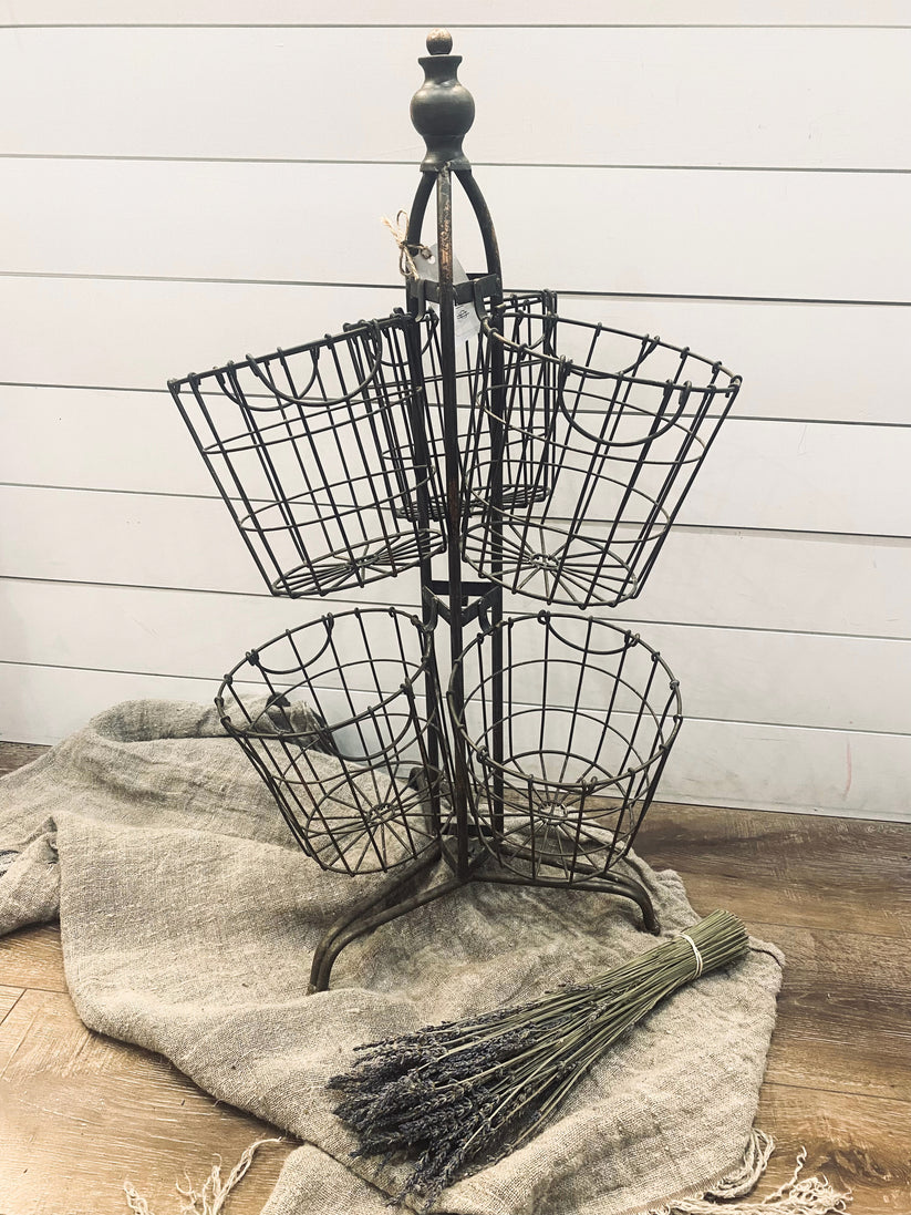 Rustic Metal Basket & Stand – Rustic Lotus Trading Co
